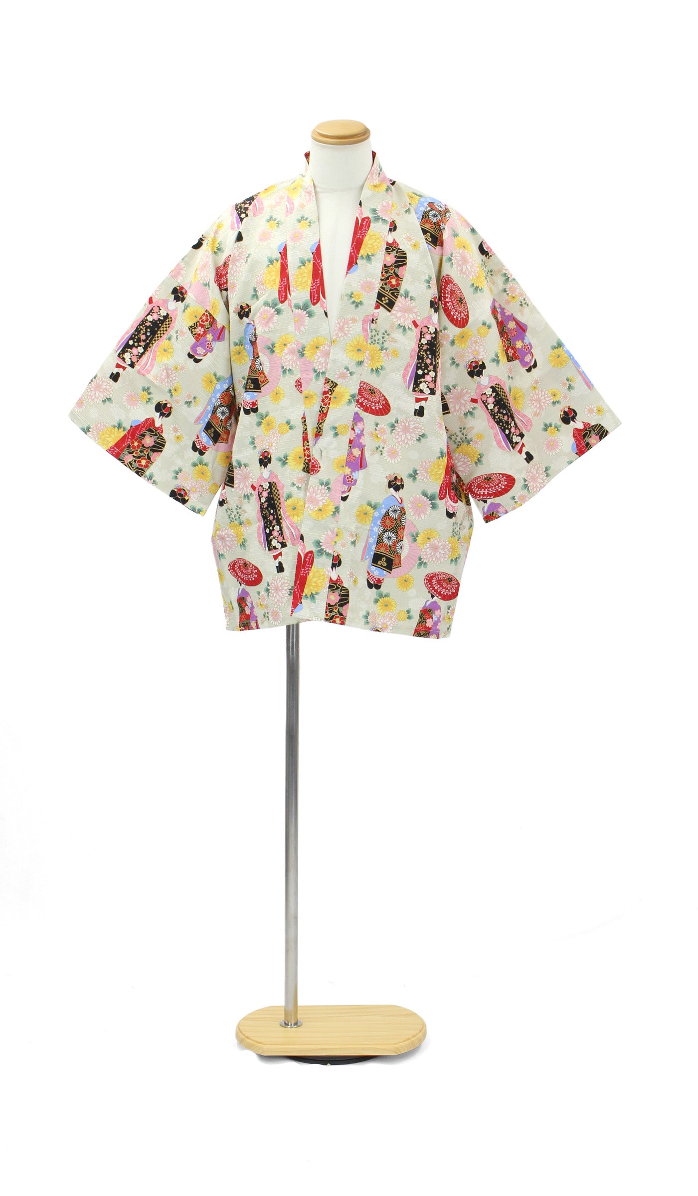 Crane Fan Happi Coat, White, Maiko, Unisex – musubi-kyoto-｜Kimono&Yukata